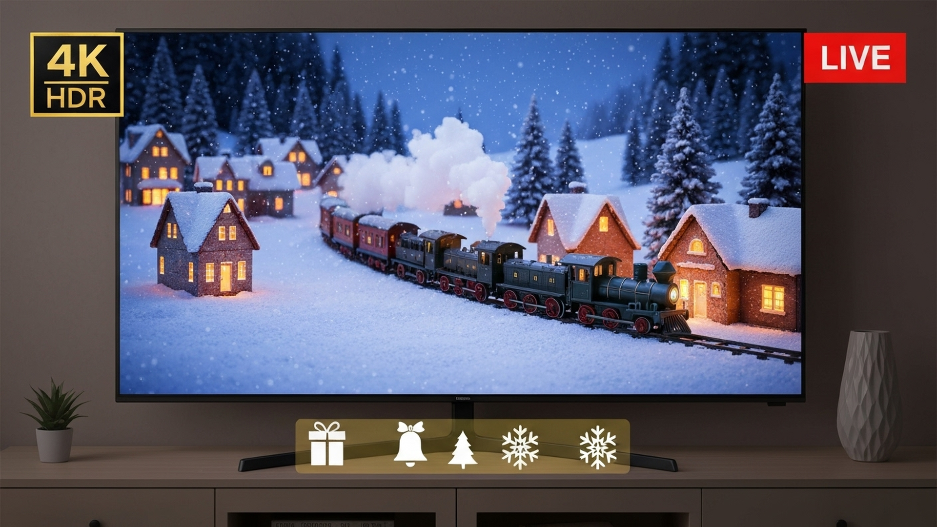 Holiday Train Set Screensaver: A Miniature Christmas Train Traveling ...