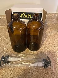 VIVAPLEX, 2, Large, 16 oz, Empty, Amber Glass Bottles with Black Lotion ...