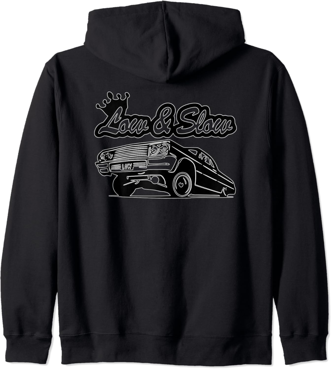 Chicano Low and Slow Low Rider 3 Wheelin Mens Lowrider Car Zip Hoodie ...