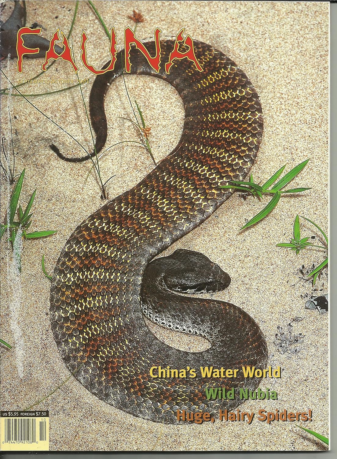 Fauna Magazine September/October 2001 China's Water World Wild Nubia ...