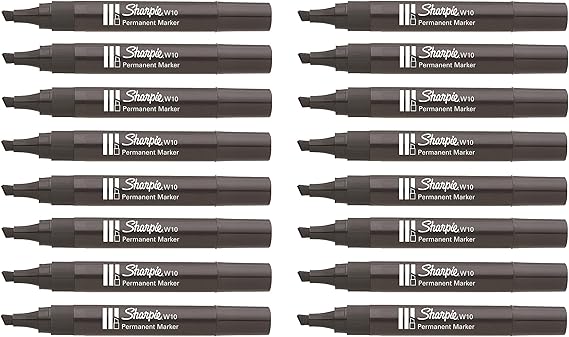 Sharpie W10 Permanent Markers - Chisel Wedge Tip - Black Ink - Pack of ...