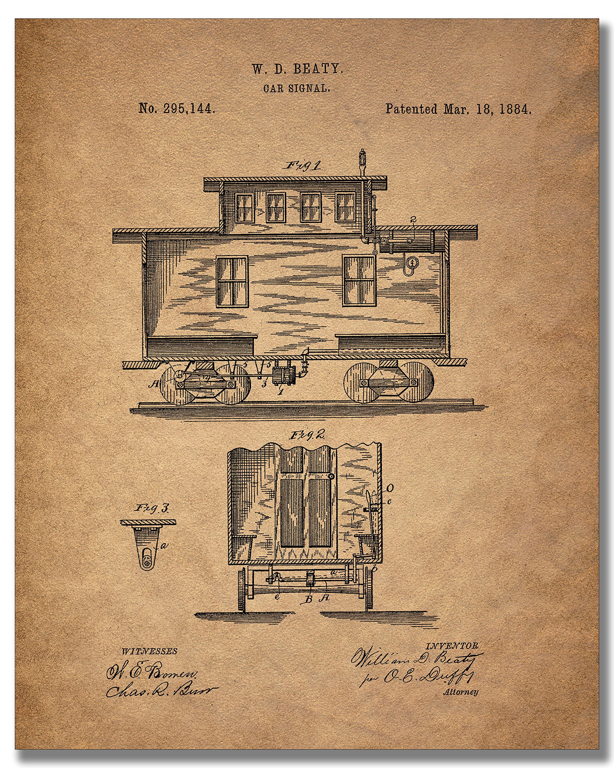 Snapklik.com : BigWig Prints - Railroad Train Patent Prints, Vintage ...