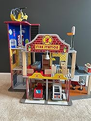 Amazon.com: KidKraft Deluxe Wooden Fire Rescue Play Set with Ambulance ...