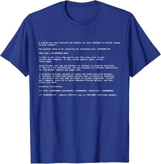 Blue Screen of Death - Funny Computer Bluescreen T-Shirt : Amazon.co.uk ...