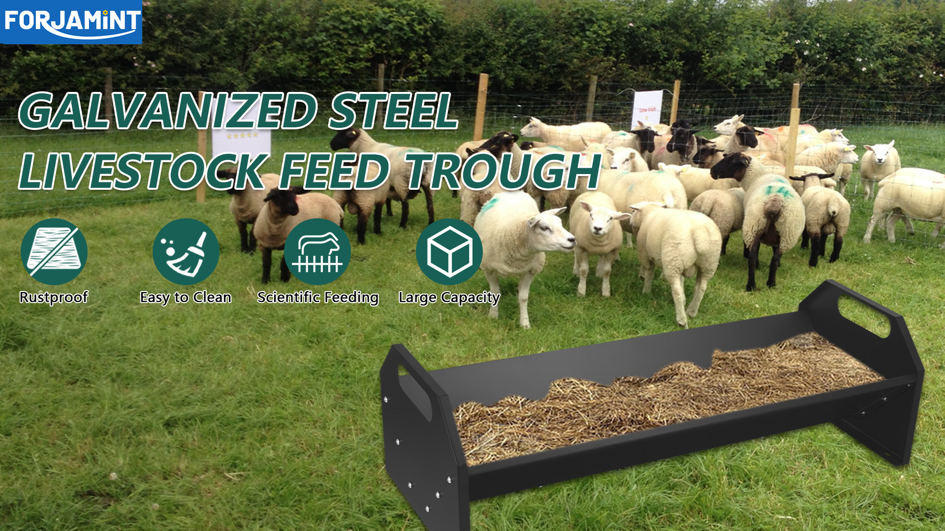 45" Livestock Feeding Trough 22 Gallon Capacity Goat Hay Feeder ...