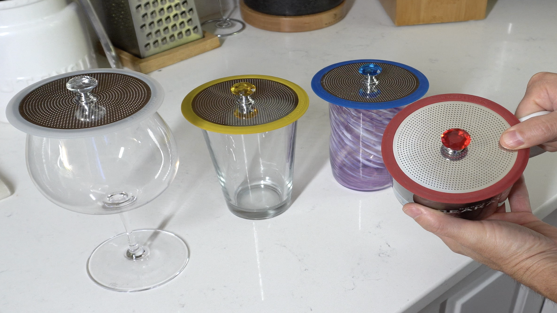 Watch Luxury Stainless Steel Wine Glass Covers to keep bugs out on ...