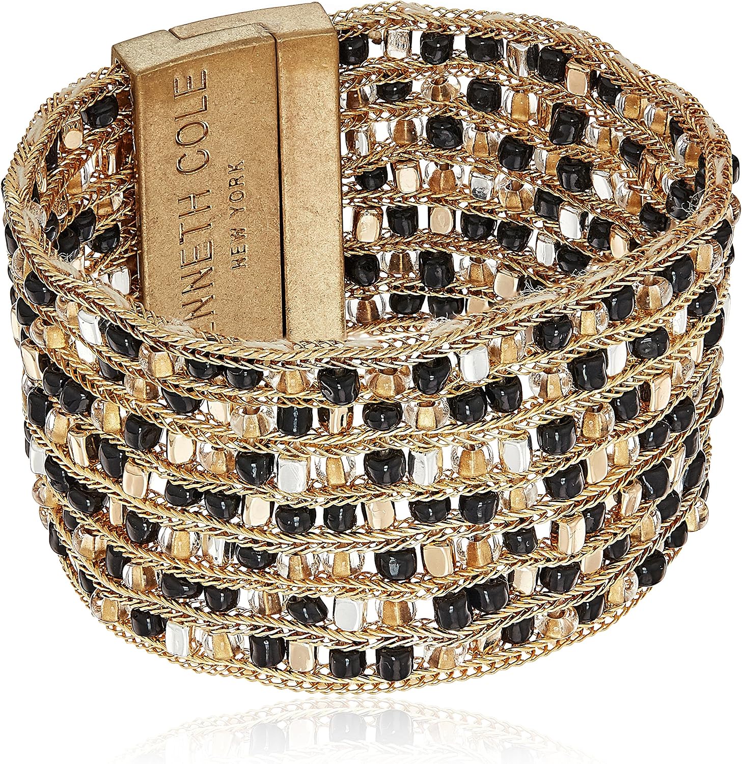 Amazon.com: Kenneth Cole New York Two-Tone Woven Bead Multi-Row ...