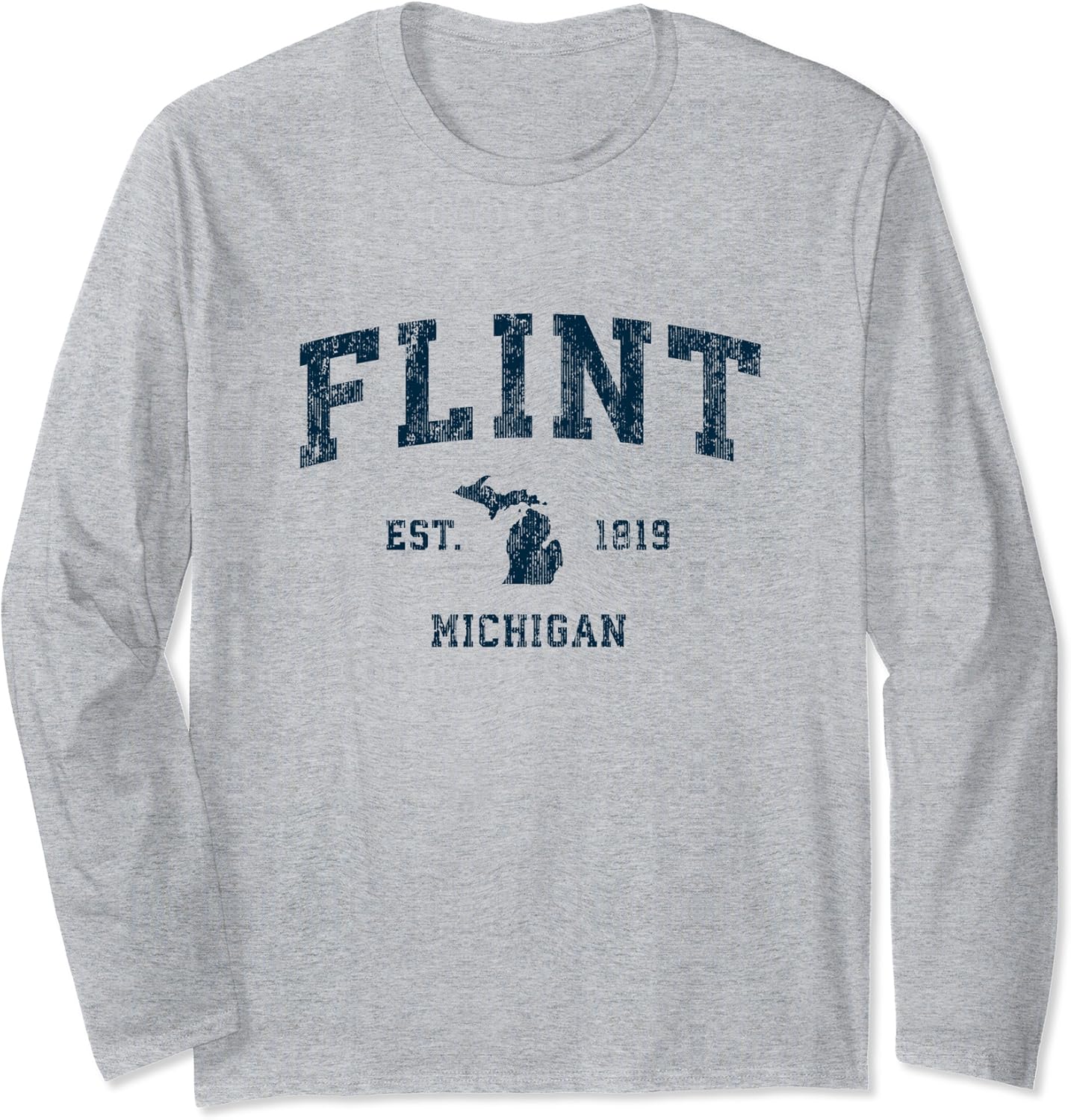 Amazon.com: Flint Michigan MI Vintage Sports Design Navy Print Long ...