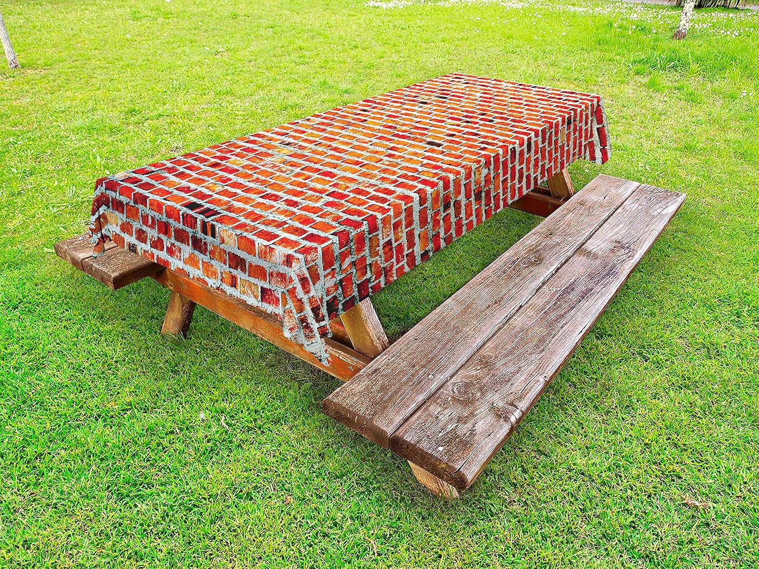 Amazon.com: Lunarable Brick Wall Outdoor Tablecloth, Vibrant Brick Wall ...