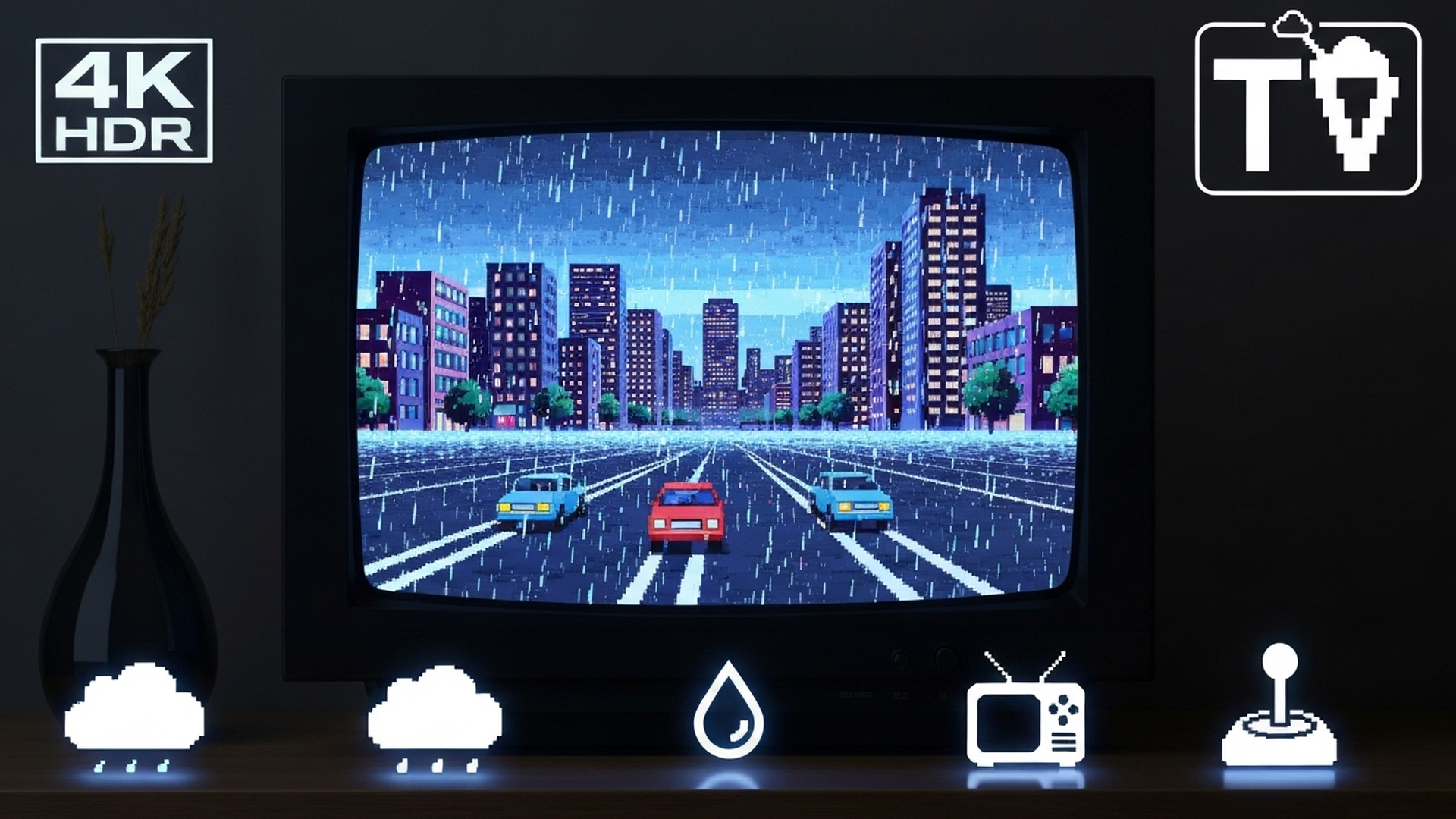 Retro 8-Bit Rain for Nostalgia – Study Mask | 4K Fire TV Screensaver ...