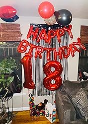 Amazon.com: Haimimall 18th Birthday Decorations for Girl, Red and ...