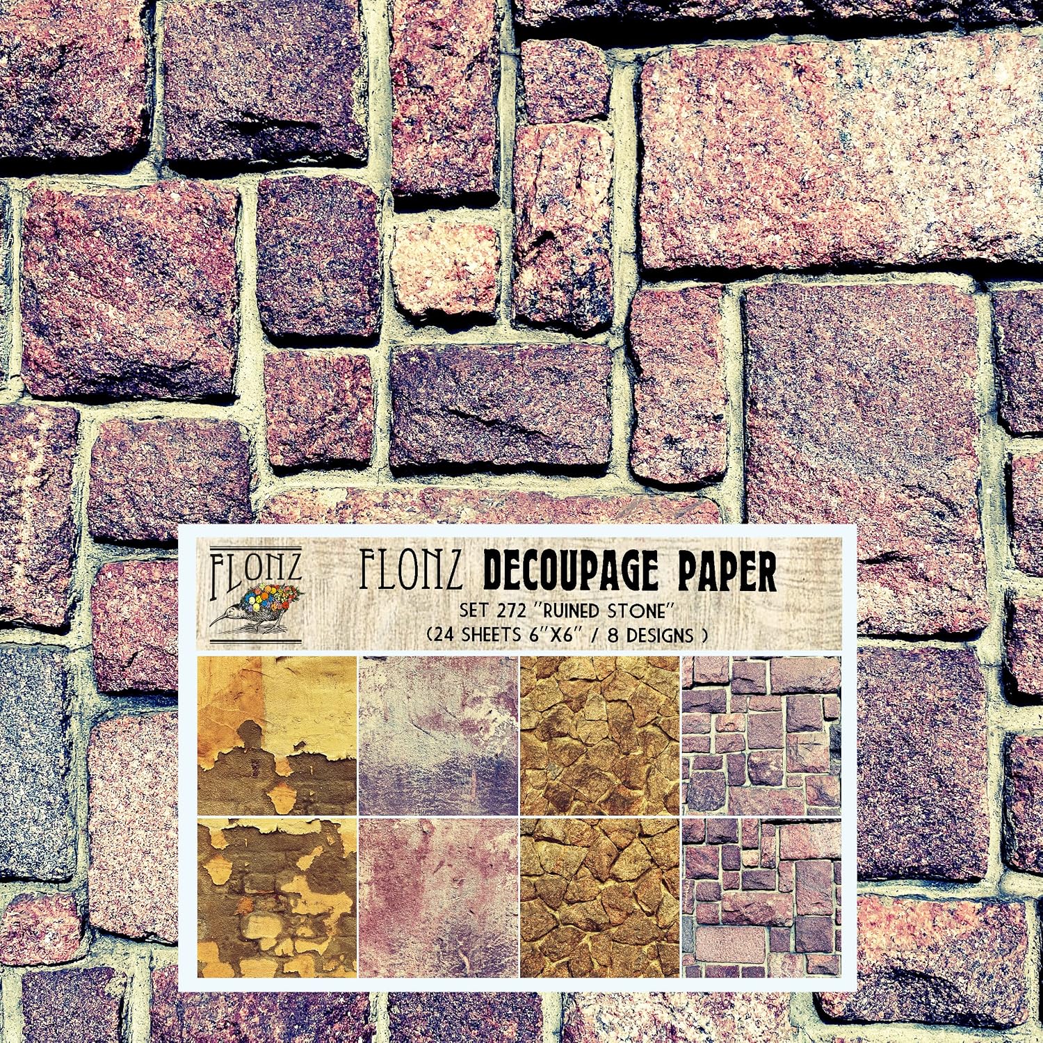 Amazon.com : Decoupage Paper Pack (24 Sheets 6"x6") Ruined Stone ...