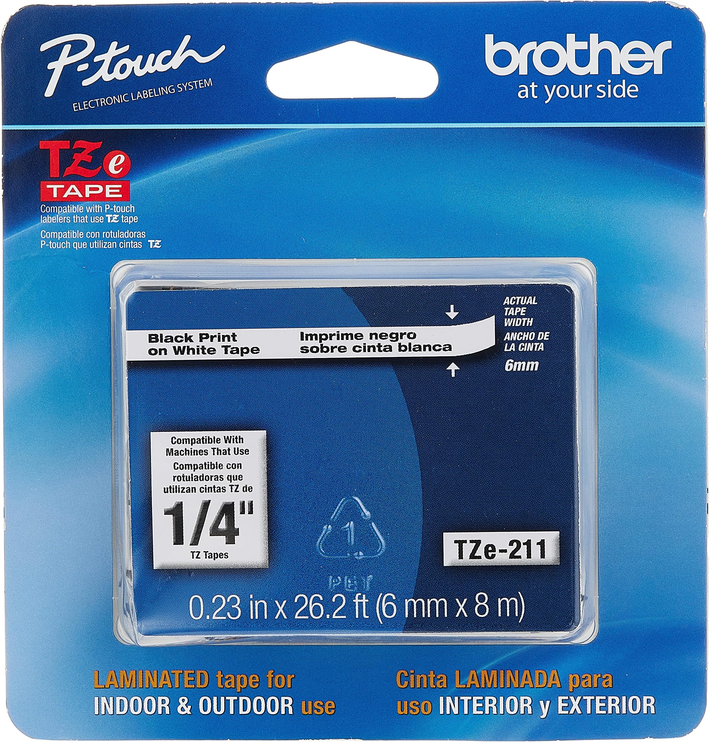 Brother Genuine P-touch TZE-211 Label Tape 1, 1/4" (0.23") Standard ...