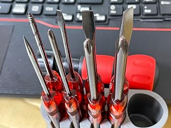 Amazon.co.jp: アネックス(ANEX) ドライバーセット 電工グリップ ヒートン回し付 8本組(+0/+1/+2/-2.5/-5. ...