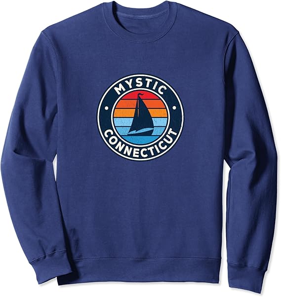 Amazon.com: Mystic Connecticut CT Vintage Sailboat Retro 70s Sweatshirt ...