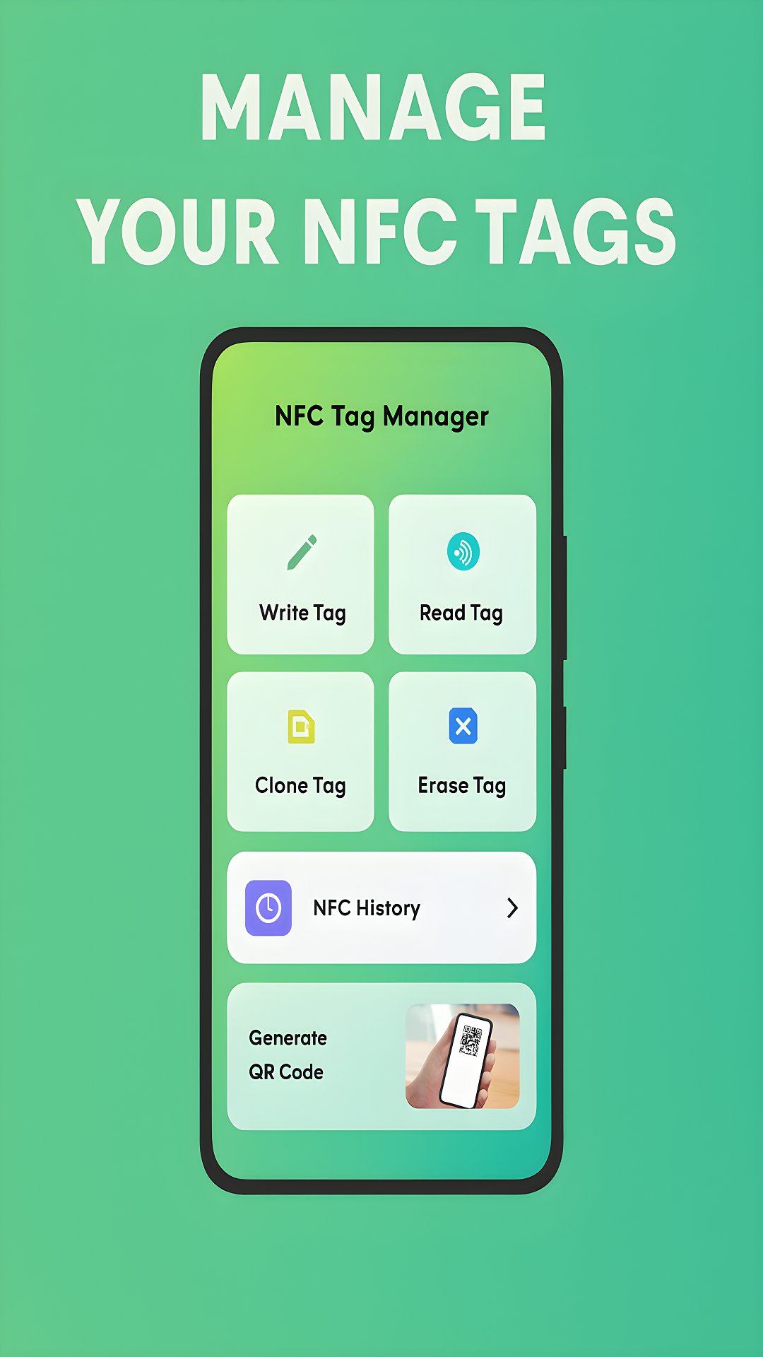 NFC Tag Reader QR Scanner & Smart NFC Code Generator - NFC Contact ...