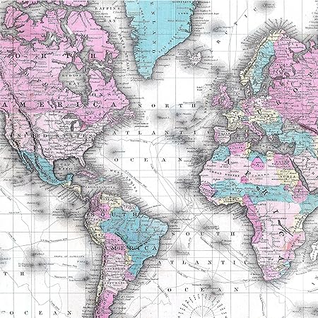 Amazon.com: Party Explosions Gift Wrap - World Map Wrapping Paper Roll ...