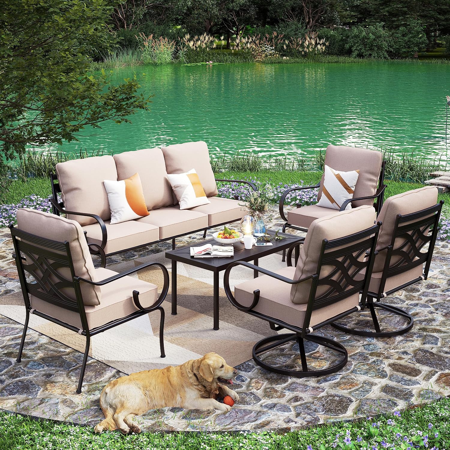 Amazon.com: PHI VILLA Extra Large Patio Outdoor Furniture Sets, Heavy ...