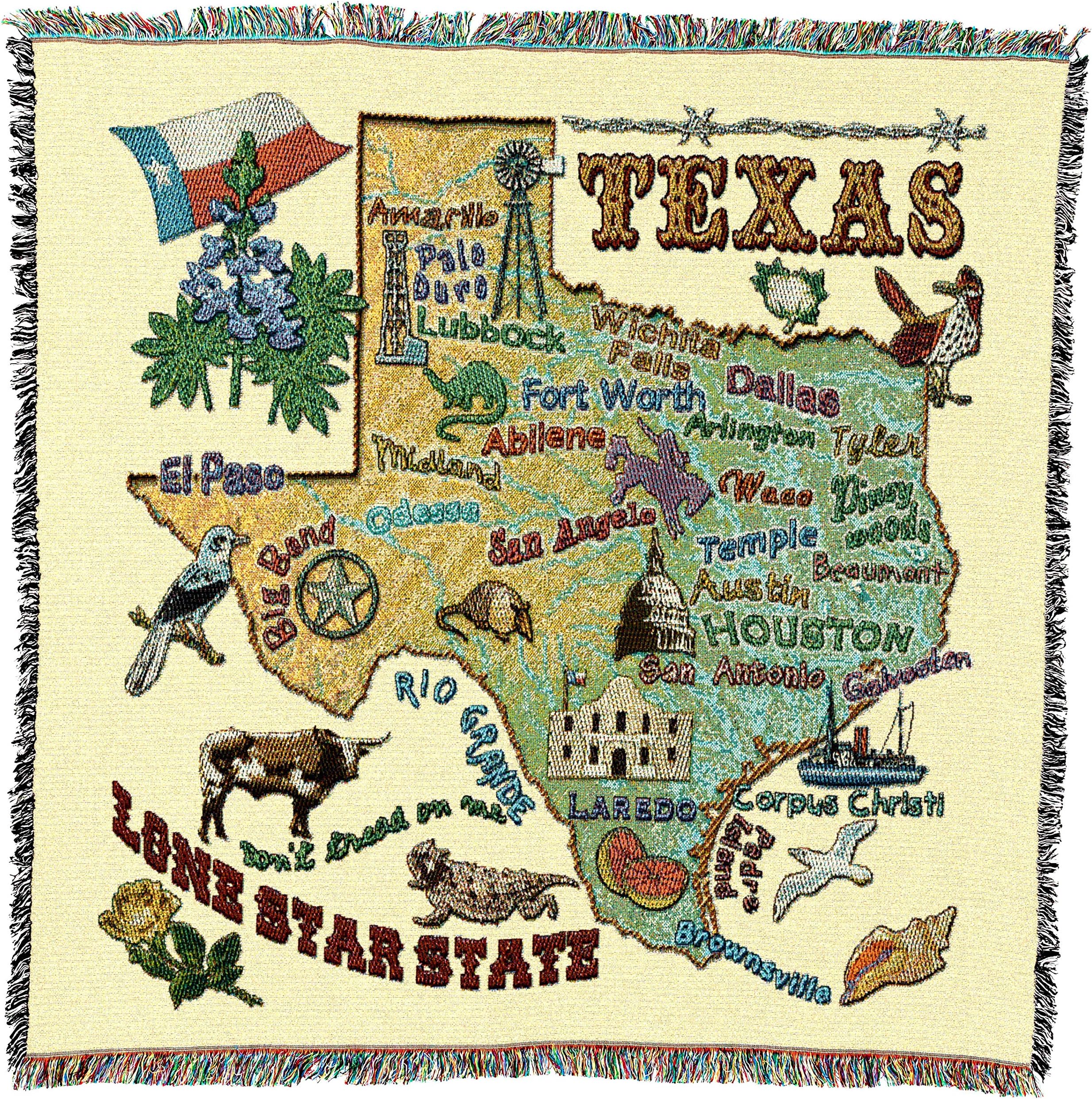 Amazon.com: LL Home De Leon Collections Patriotic Texas Map Barbwire 60 ...