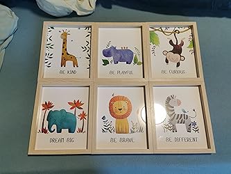 Baby Nursery Decor Jungle Safari Animal Unframed Wall Art -Set of 6 ...