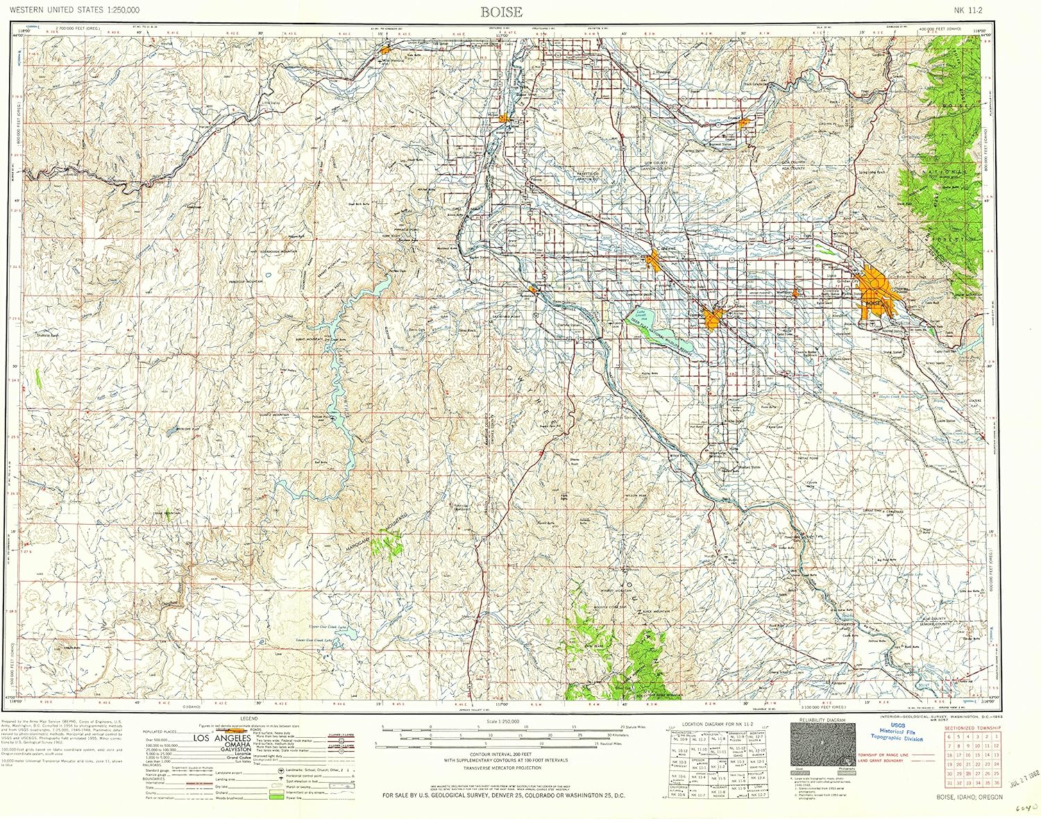 Amazon.com : YellowMaps Boise ID topo map, 1:250000 Scale, 1 X 2 Degree ...