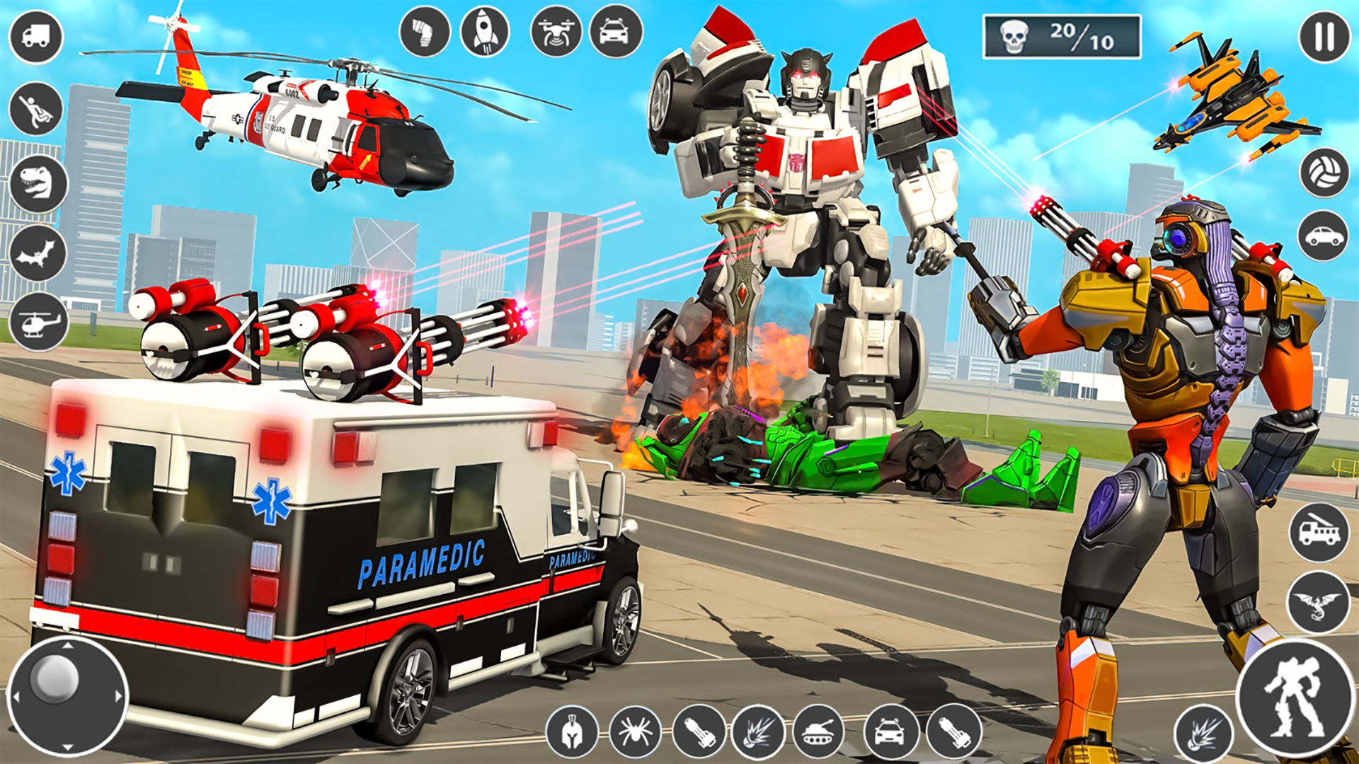 US Ambulance Car Robot Transforming Games 3D - Survival Mission Dragon ...