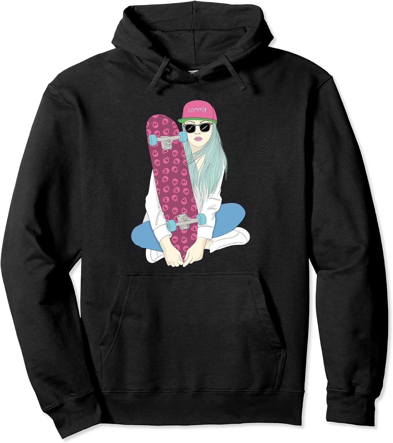 Amazon.com: Girls Skate Skateboard Skateboarding Do A Kickflip Girl Pullover Hoodie : Clothing ...