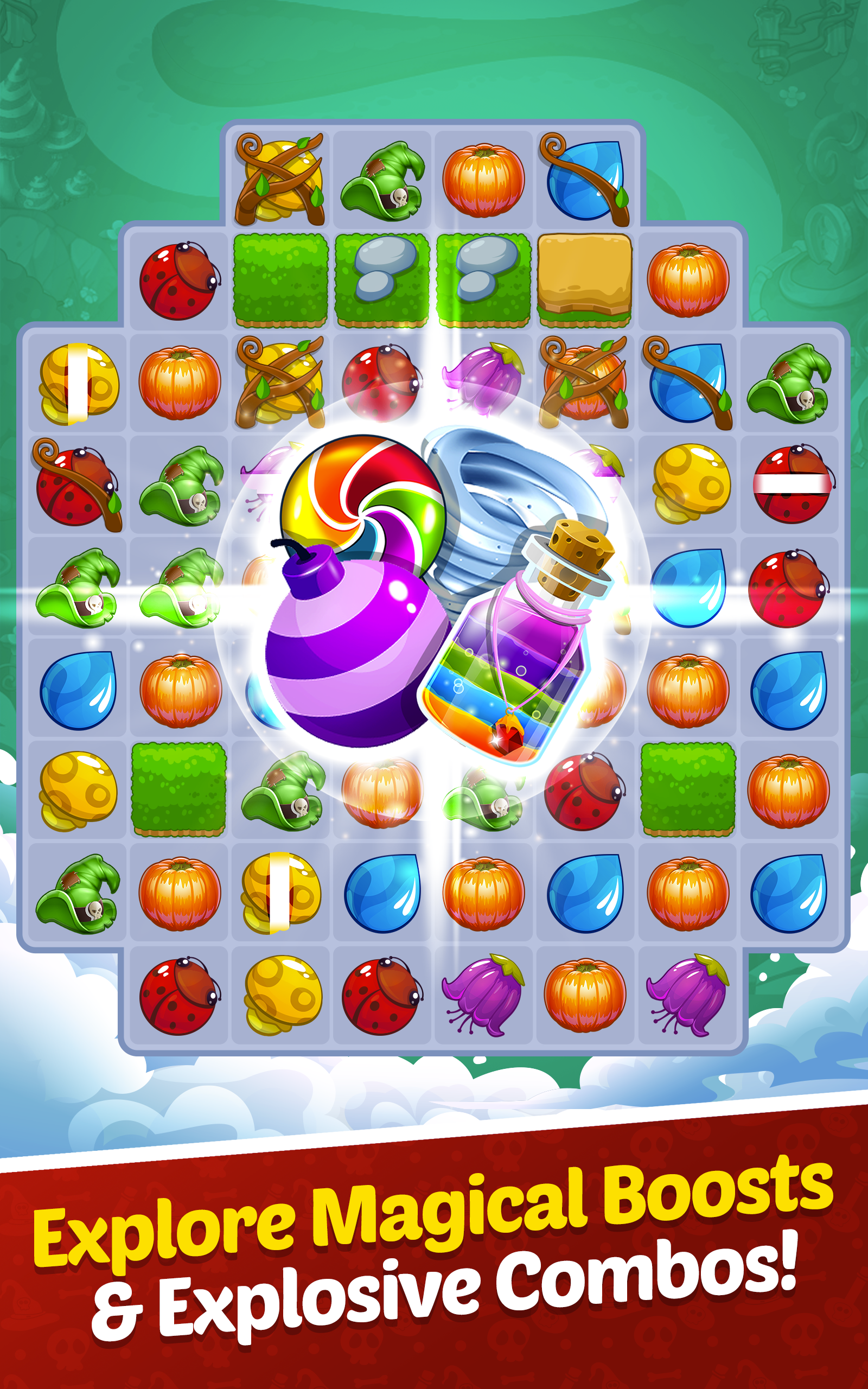 Witchy Wizard Free Match 3 Games Offline Halloween Candy Blast for ...