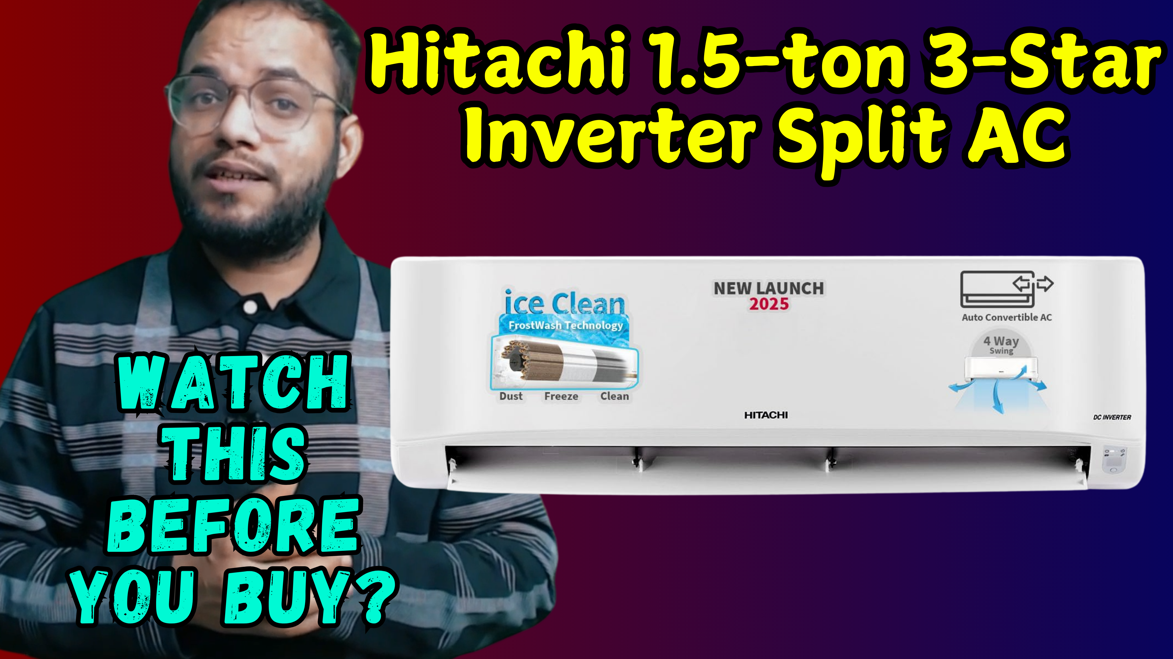 Watch Hitachi 1.5-ton 3-Star Inverter Split AC. on Amazon Live