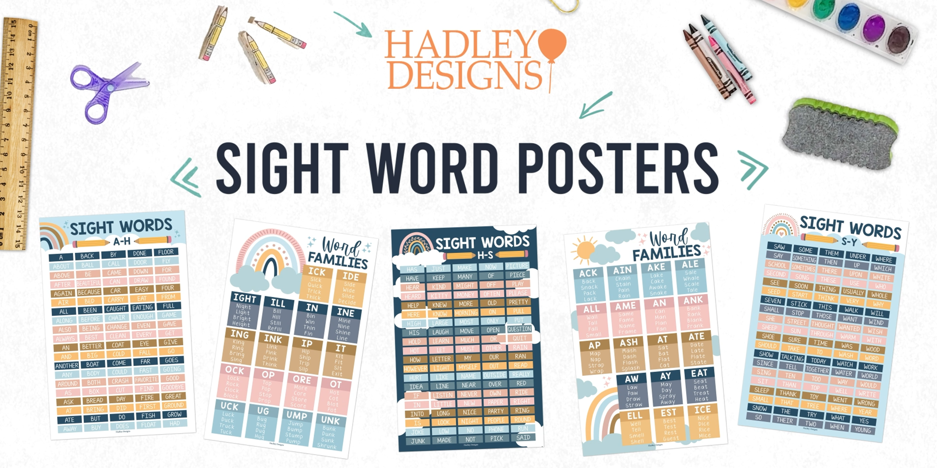 Classroom Posters 8-Pack Sight Words Posters For Classroom - Word Wall ...