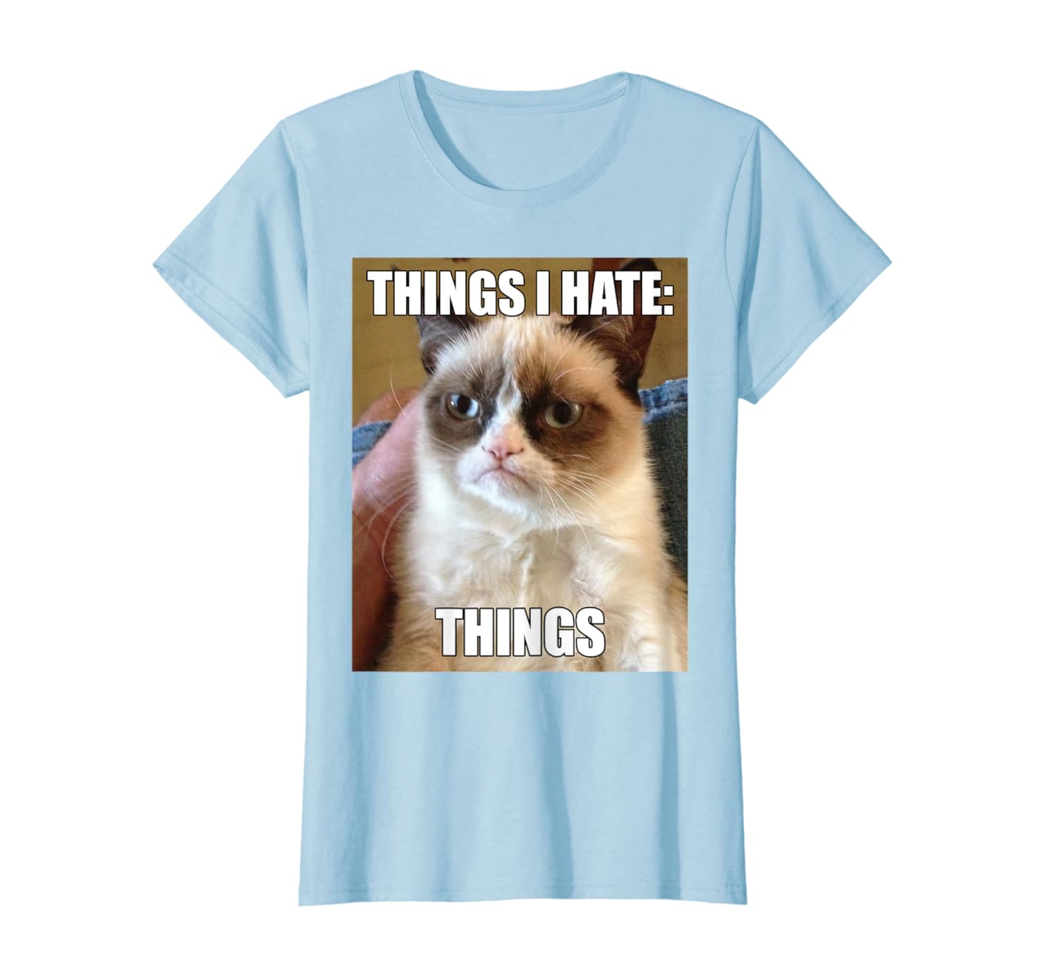 Grumpy Cat I Hate Things Meme Photo Graphic T-Shirt