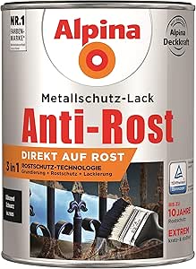 Alpina Metal Protective Paint Glossy - Black - Anti-Rust Paint for Long ...
