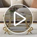 Amazon.com: ASYA Round Coffee Table for Living Room, Gold Coffee Table with Tempered Glass ...