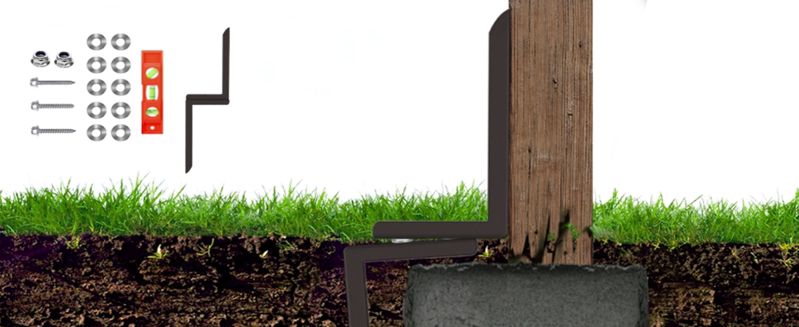 Leaning Post Fix Heavy Duty Fence Post Repair Kit - Steel Anchors For ...