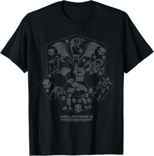 Amazon.com: Helldivers 2 Helmet Enemy Icons Video Game T-Shirt ...