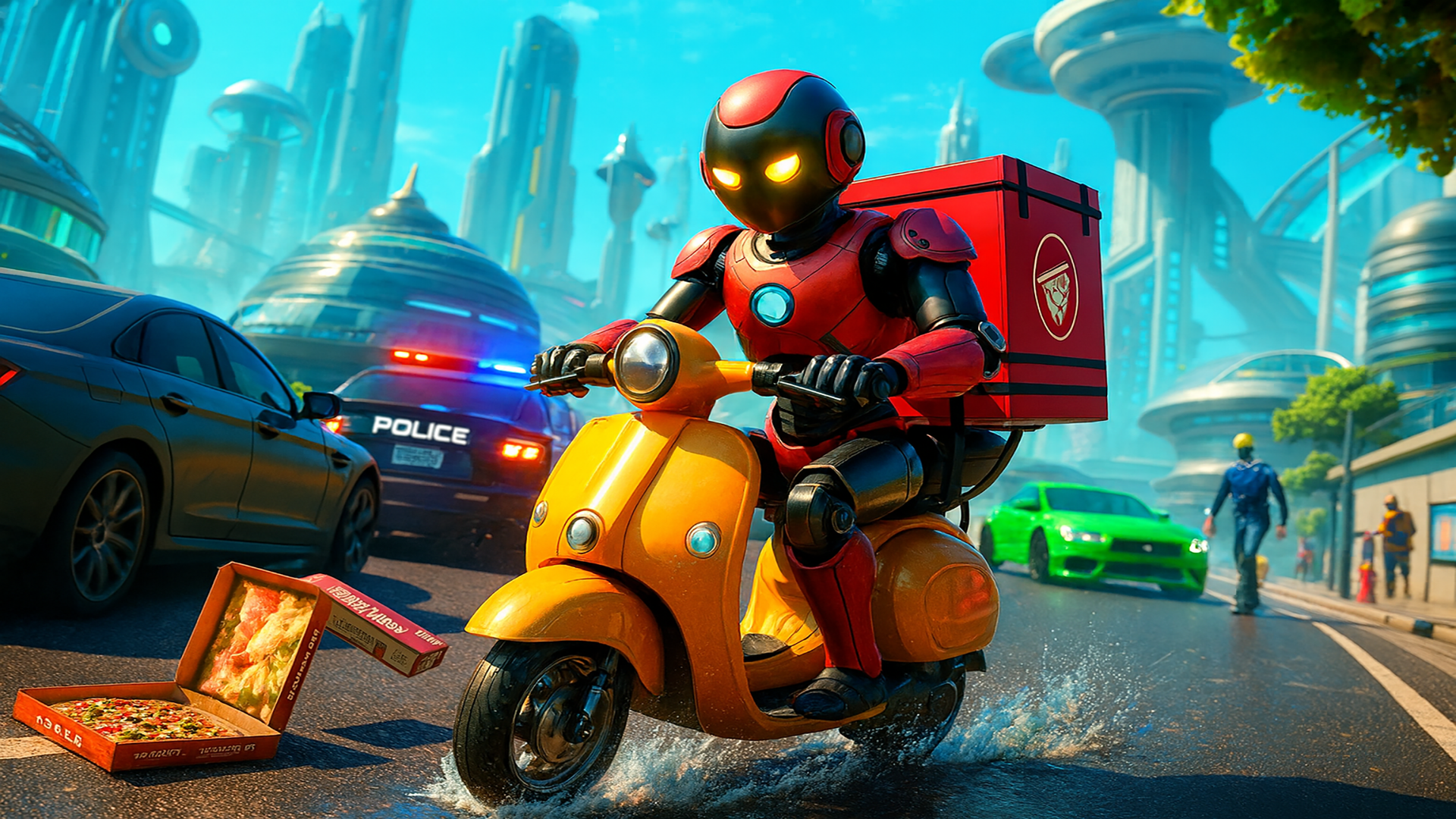 Open World Robot Game: Transform Robot Pizza Delivery Robot Fighting ...