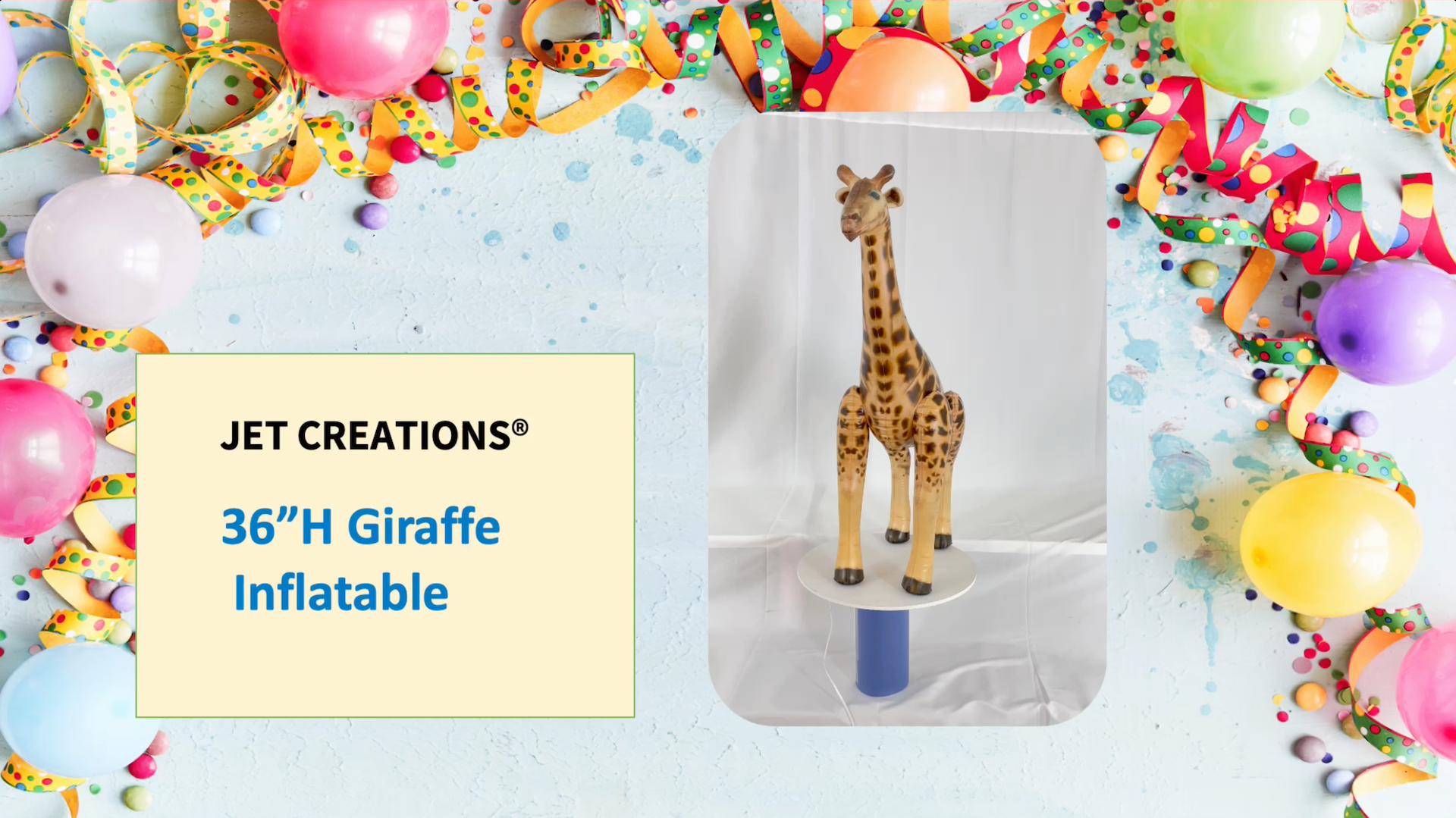 Watch Jet Creations Inflatable Giraffe 360 Degree View Video on Amazon Live