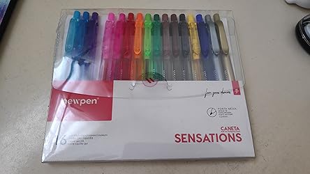 Caneta Esferográfica, Newpen, 16 cores, Retrátil, Sensations, 1.0mm | Amazon.com.br