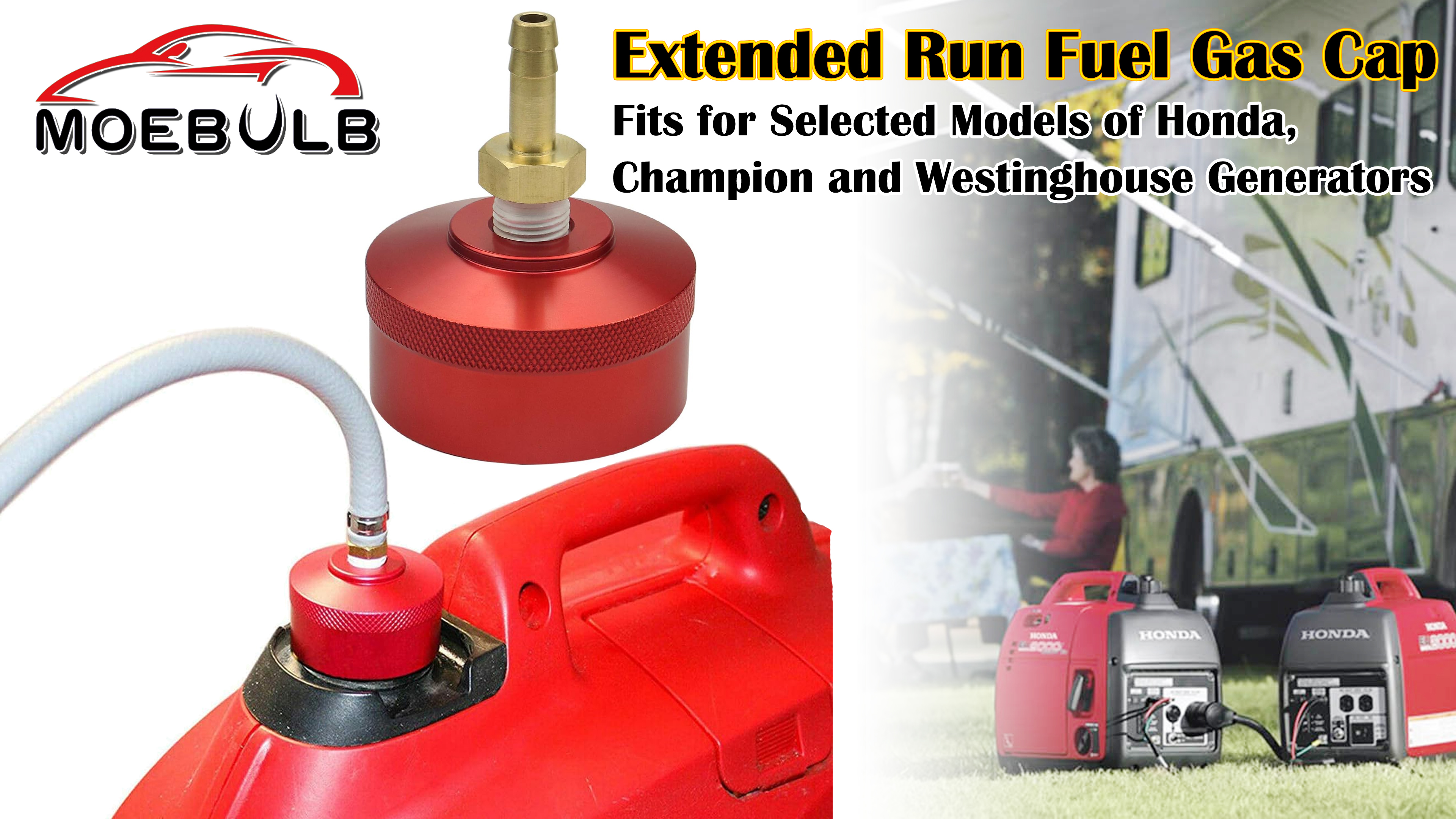 Honda Extended Run Fuel Tank Fuel Cap Red Anodized Aluminum Fuel Cap