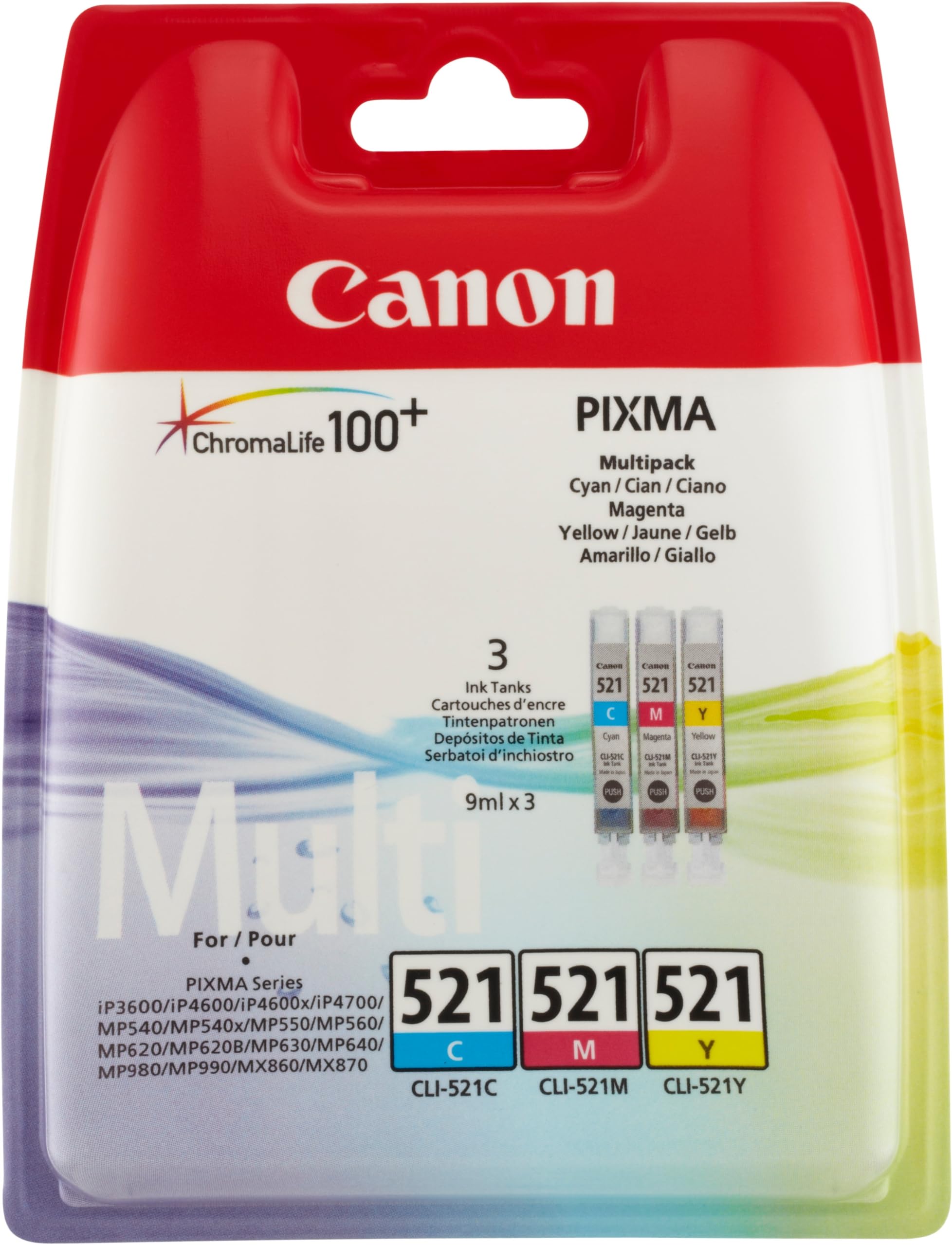 Canon CLI-521 C/M/Y Colour Ink Cartridge Multipack: Amazon.co.uk ...