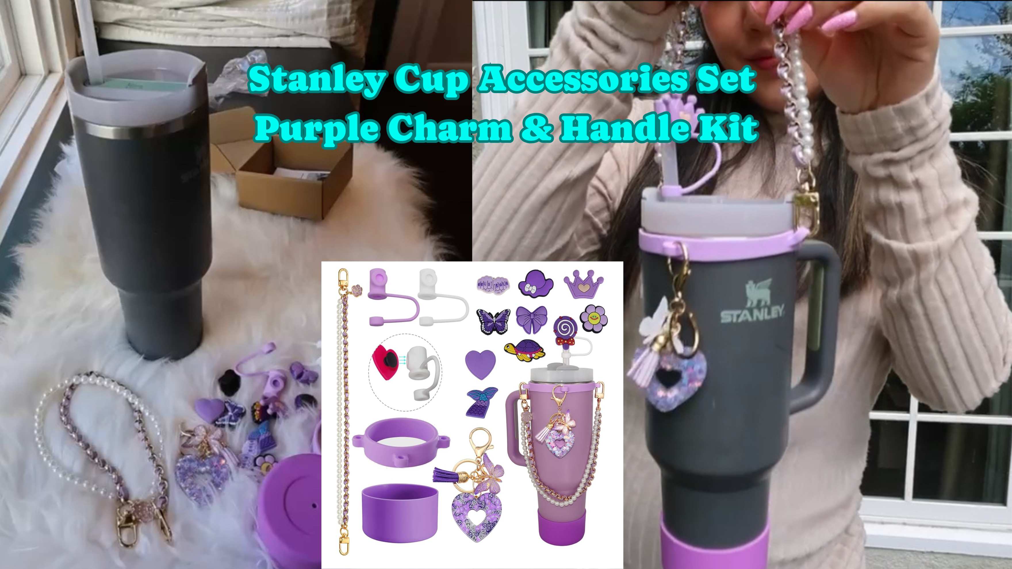 Watch Stanley Cup Accessories Purple Charm & Handle Kit #Ad on Amazon Live