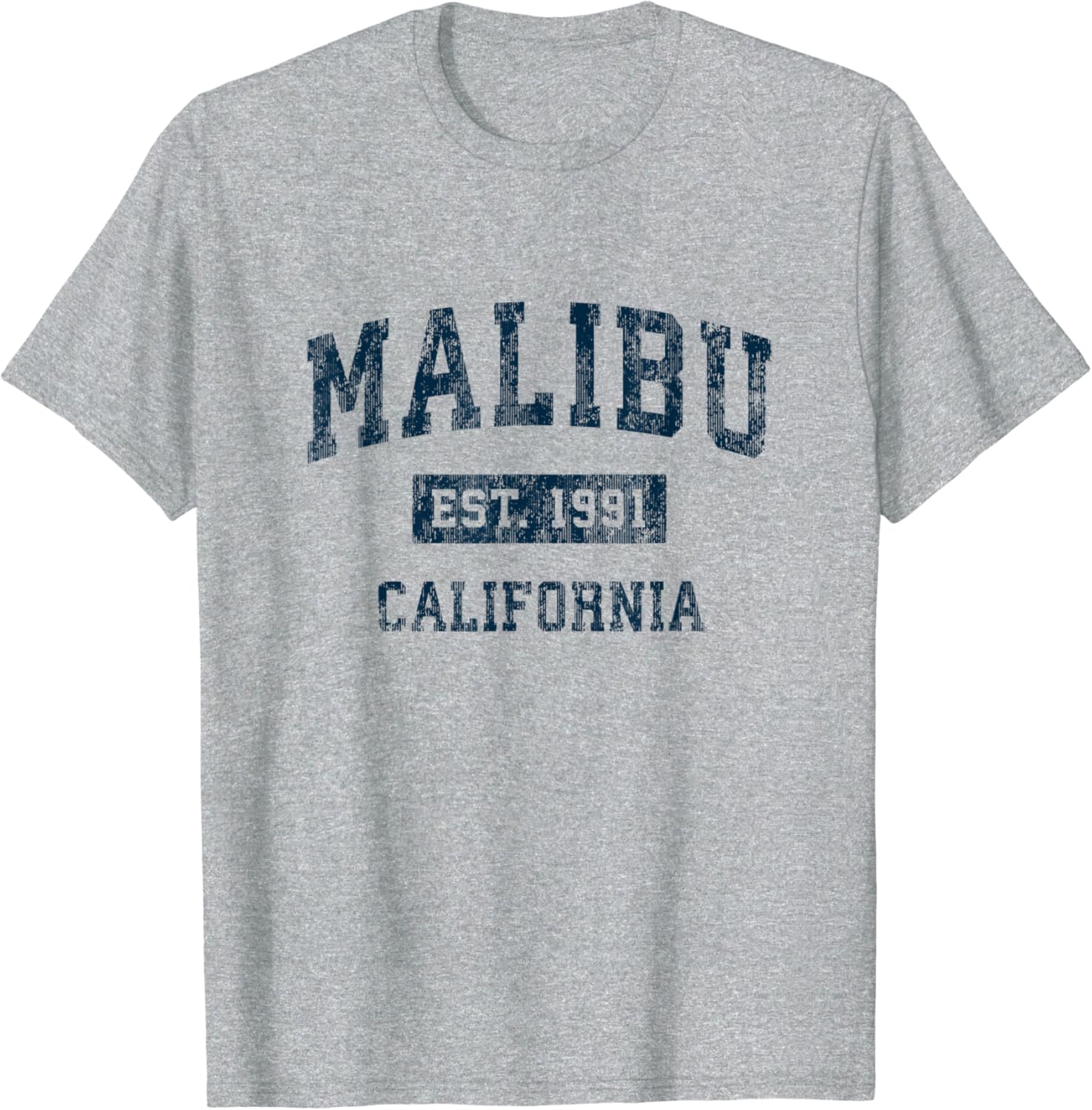 Amazon.com: Malibu California CA Vintage Sports Design Navy Print T ...