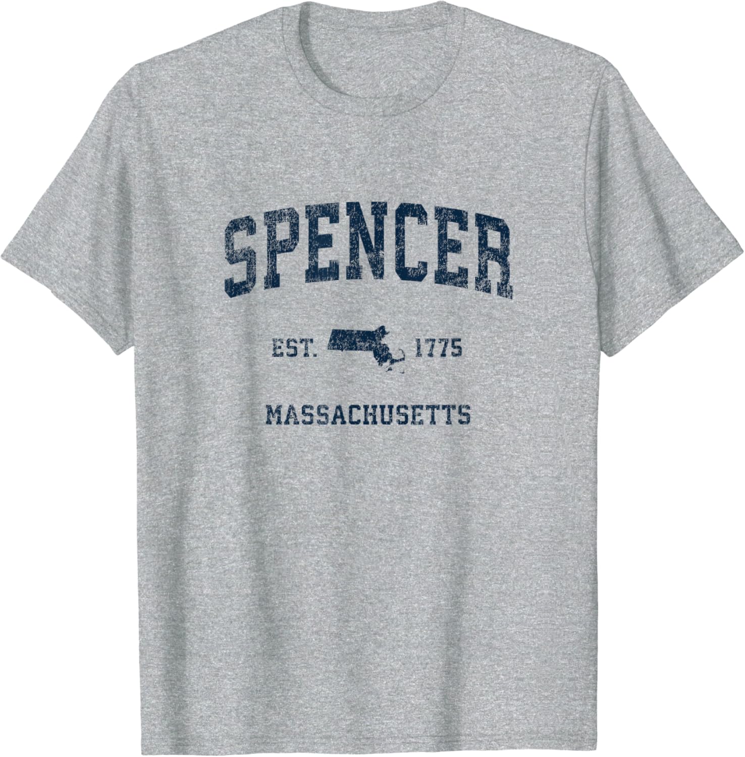 Amazon.com: Spencer Massachusetts MA Vintage Sports Design Navy Print T ...