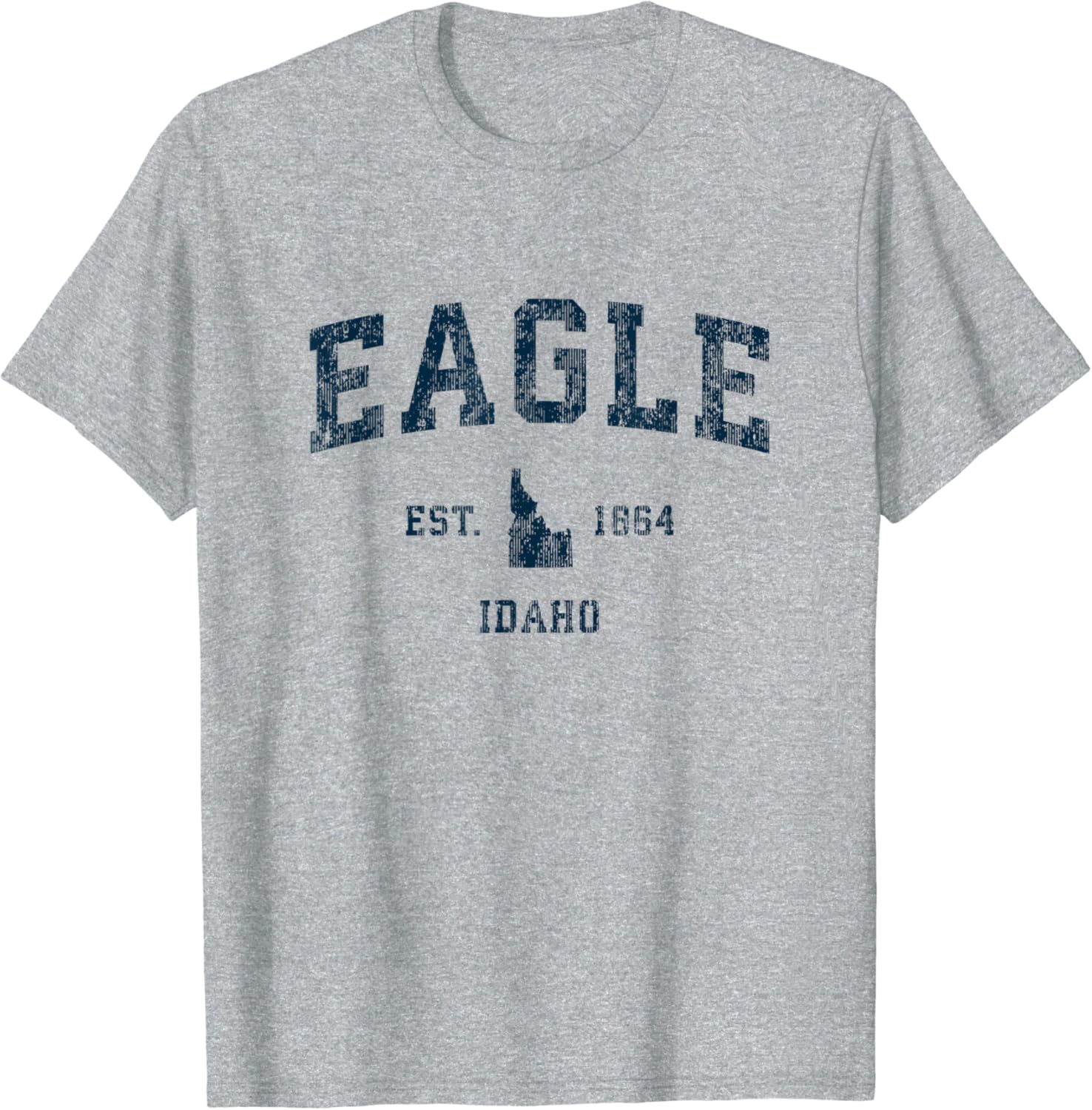 Amazon.com: Eagle Idaho ID Vintage Sports Design Navy Print T-Shirt ...