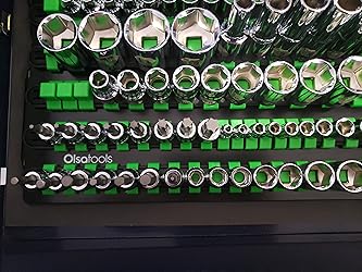 Olsa Tools Portable Socket Organizer Tray | Red Rails Black Clips ...