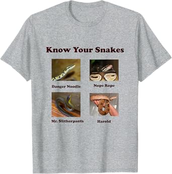 Amazon.com: Know Your Snakes: Danger Noodle, Nope Rope T-Shirt ...