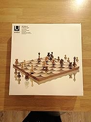 Umbra Wobble Chess Set, Beechwood, Walnut, 15 x 15 x 1 Inch (38 x 38 x ...