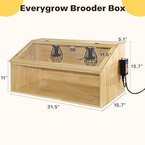 Amazon.com: EVERYGROW Brooder Box for Chicks, Chicken Brooder Box with thermostat & 3 Heat Lamps ...