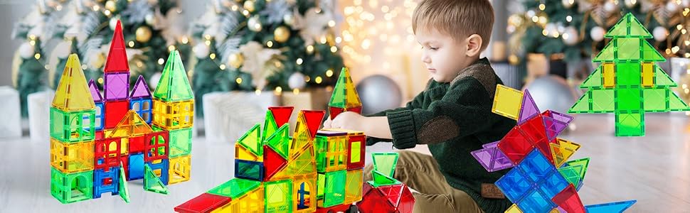 Amazon.com: MAGBLOCK Magnetic Tiles Toys for Kids, 66PCS 3D Magnet Tile Building Blocks ...