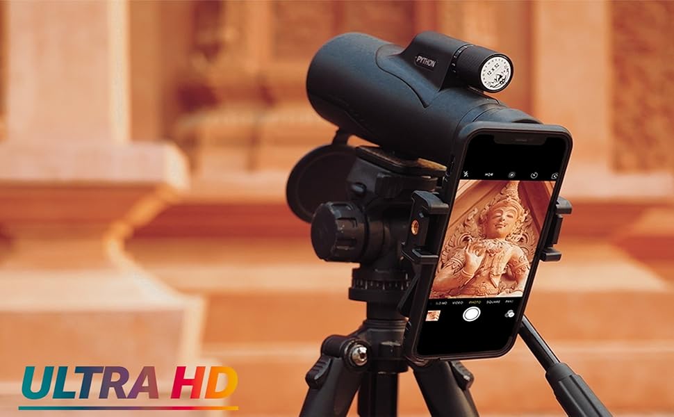 Python 12x52 Range Master Ultra HD Monocular Telescope High Powered for ...